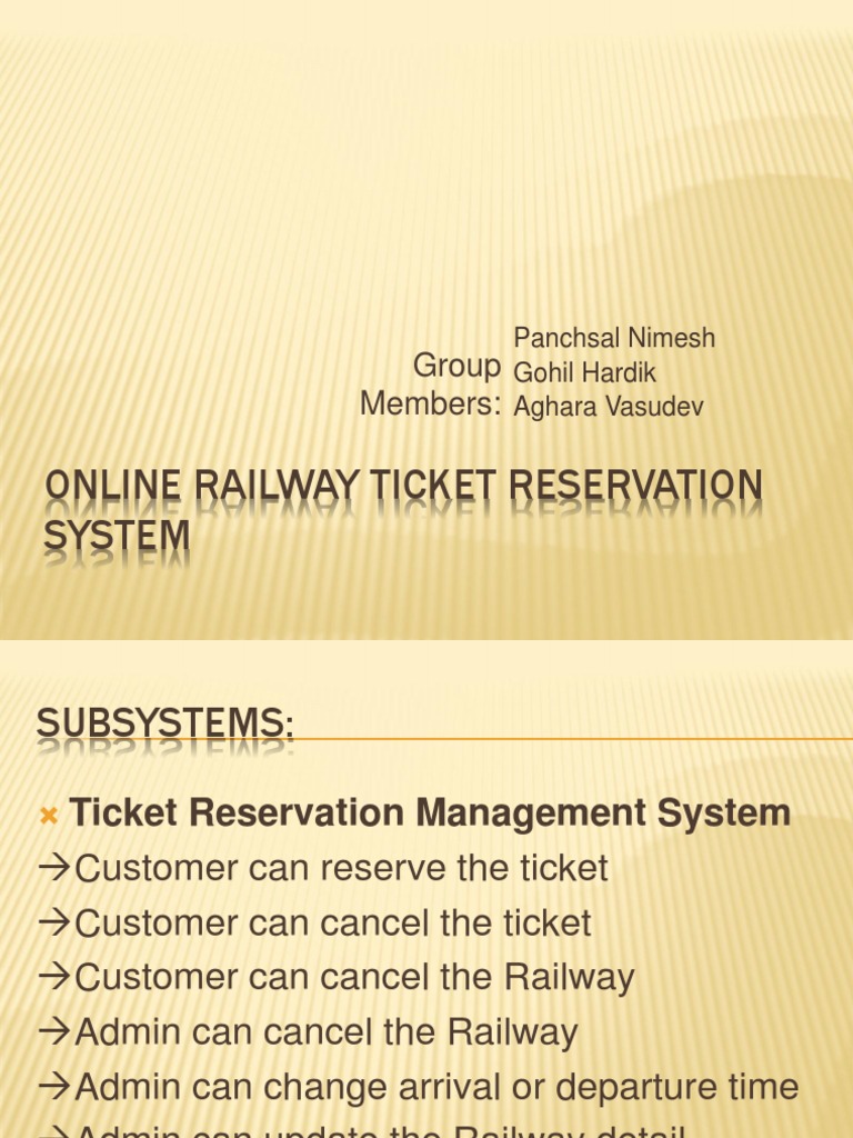 Online Railway Ticket Reservation System | PDF | Unified Modeling ...