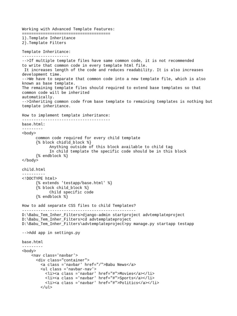 TemPlate Inheritance Filters | PDF | World Wide Web | Internet & Web