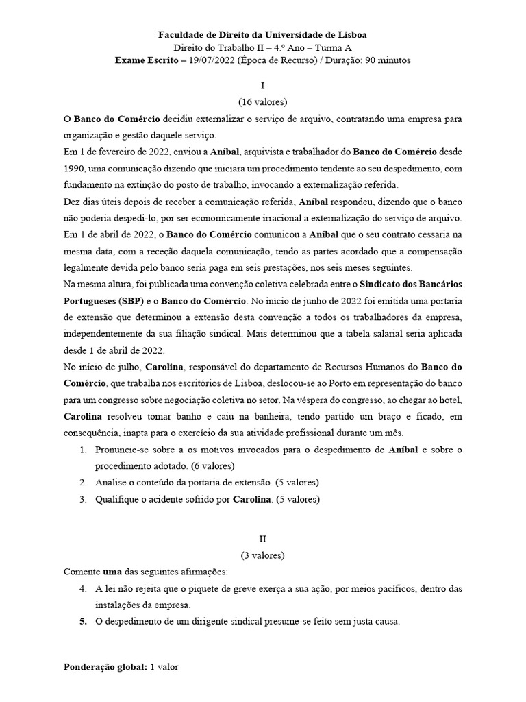 Coletanea Exames Trabalho II | PDF | Sindicato | Acordo coletivo