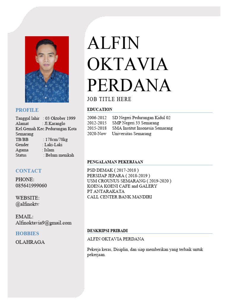 Riwayat Hidup (CV) - 1 | PDF