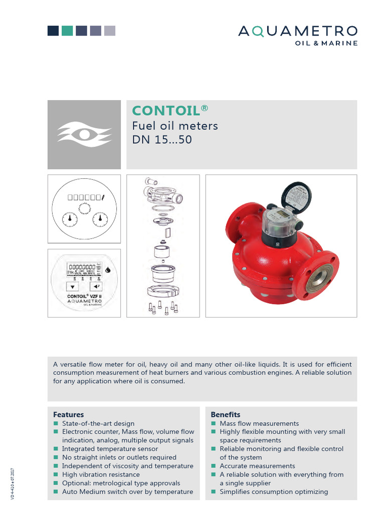 Contoil VZF II 2017 Oil Meters | PDF | Flow Measurement | Pump