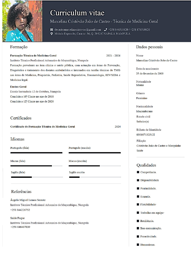 Marcelina de Castro Curriculo Vitae | PDF