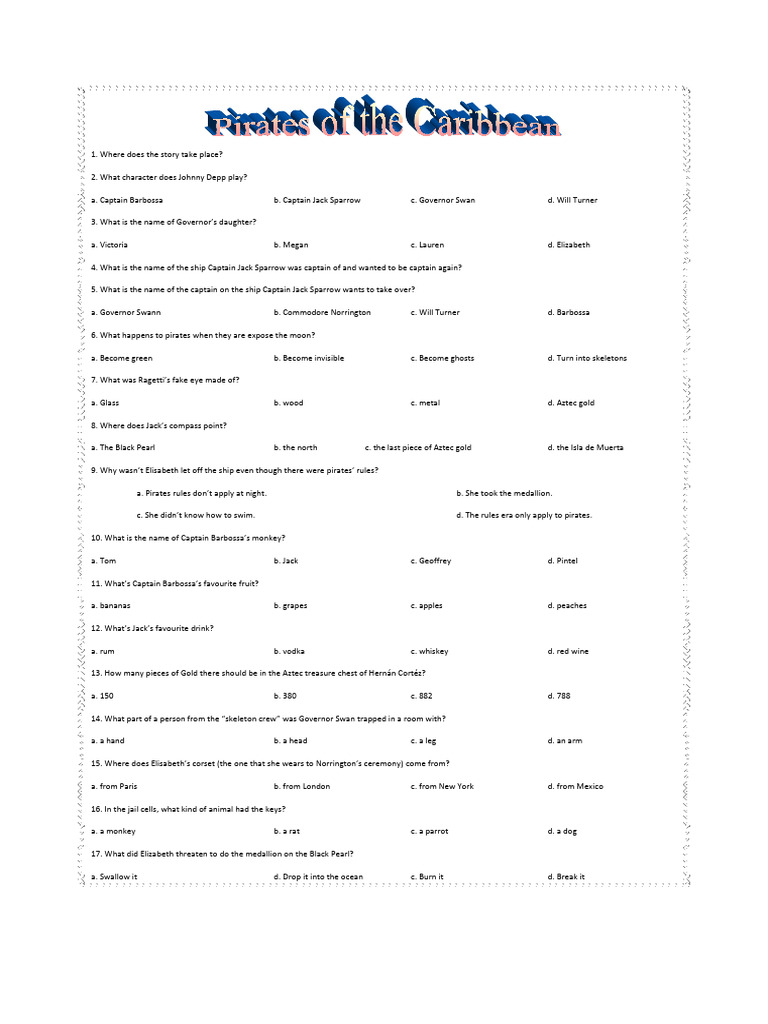 Pirates of the Caribbean Quiz Guide | PDF