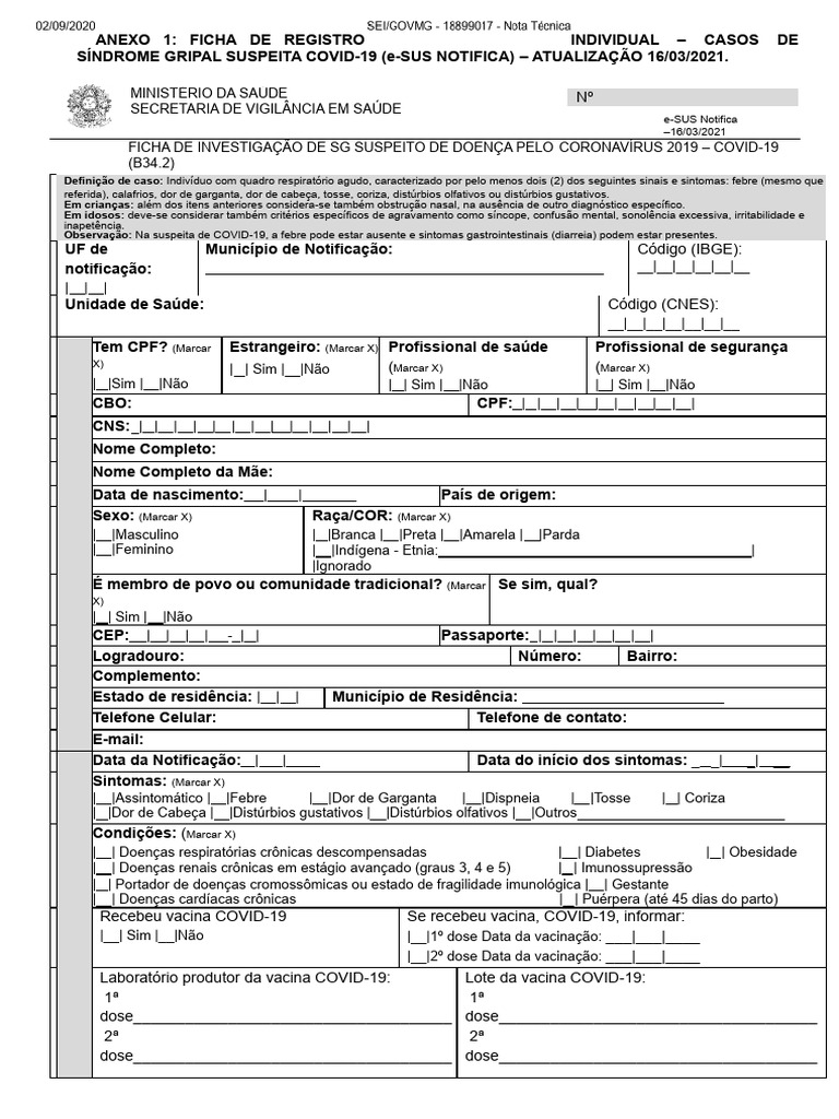 Ficha de Notificacao Covid | Download grátis PDF | Epidemiologia ... Ficha de Notificacao Covid | Download grátis PDF | Epidemiologia ...