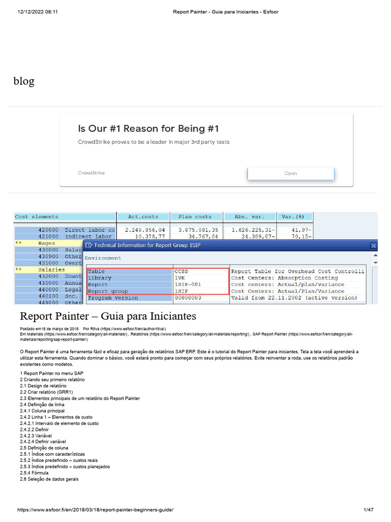 Tutorial de Report Painter para Iniciantes | PDF | Definição | Tabela ...