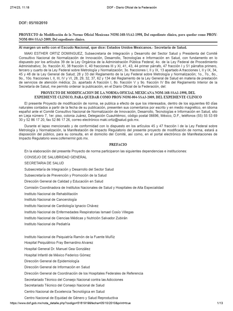 Nom - 04 Expediente Clinico | PDF | Propiedad | Cuidado de la salud