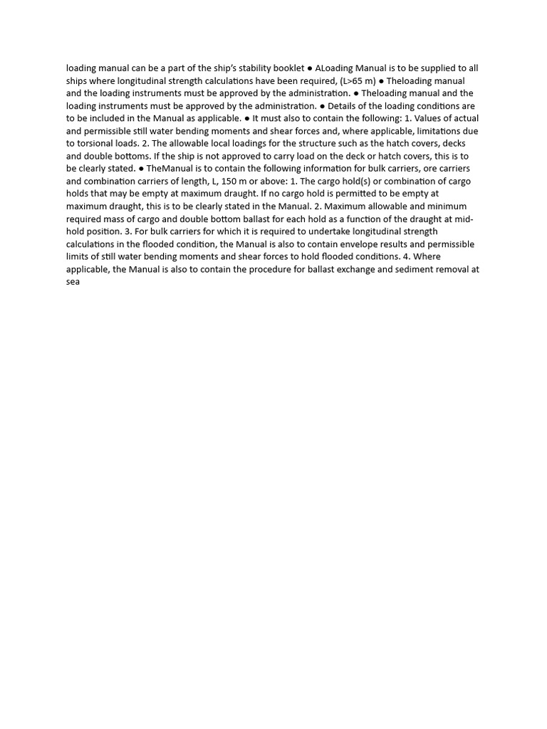 Ship Loading Manual Requirements | PDF