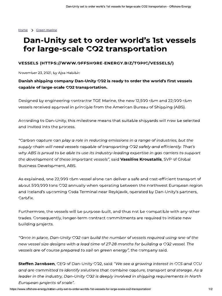 2021 Offshore Energy Dan Unity Set To Order Worlds 1st Vessels For