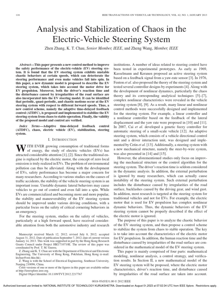 Analysis and Stabilization of Chaos in The Electric-Vehicle Steering ...