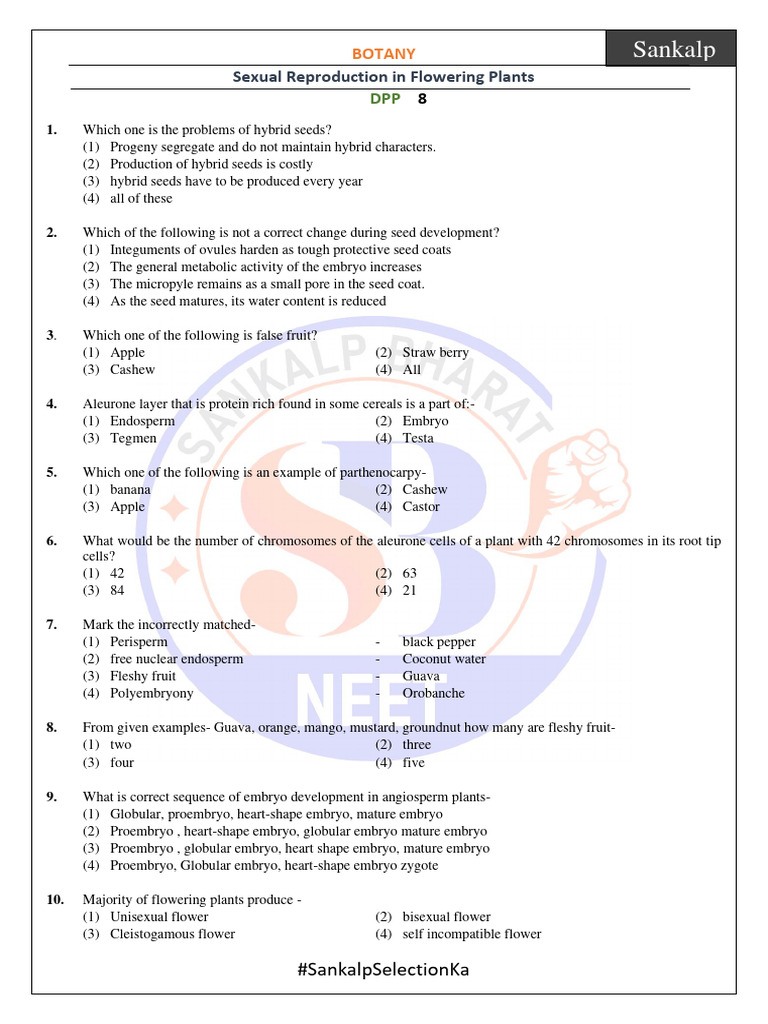 Sexual Reproduction of Flowering Plants DPP 08 - 2582 - 1712549416177 | PDF | Seed | Flowers