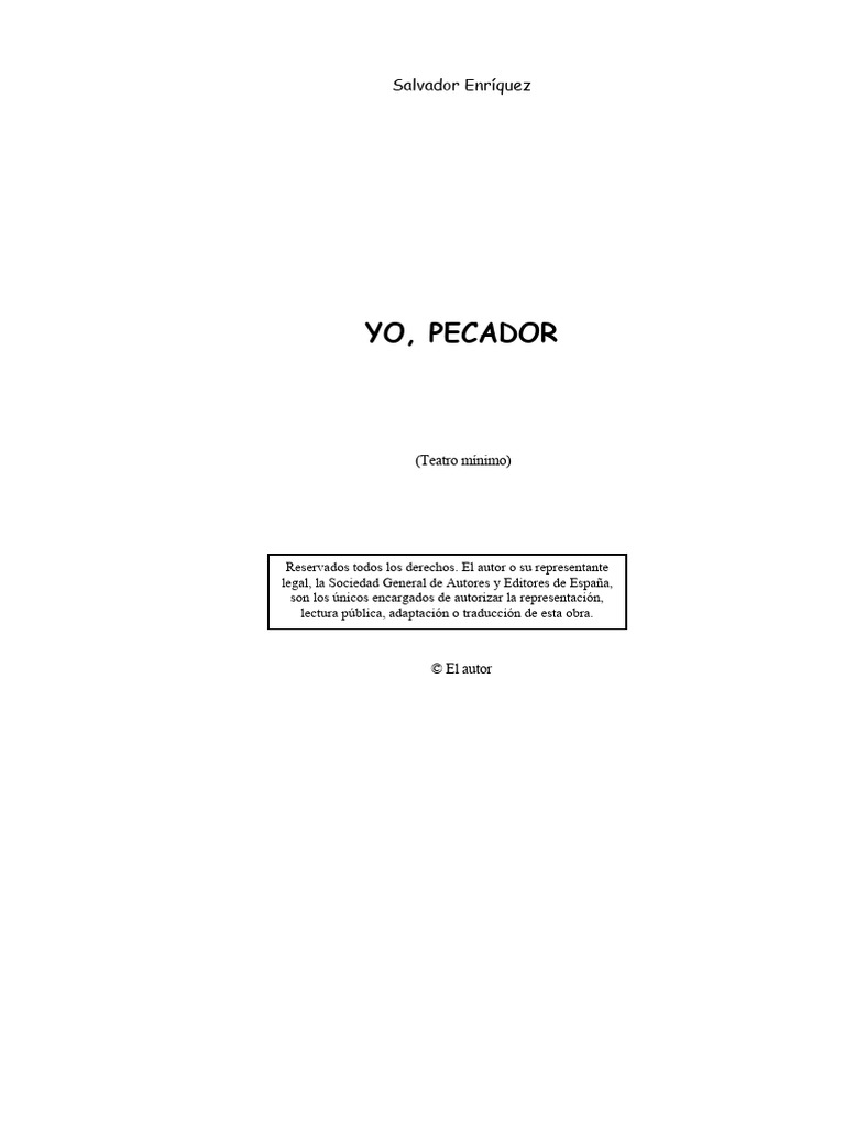 Yo Pecador Teatro Mínimo Pdf Pecado