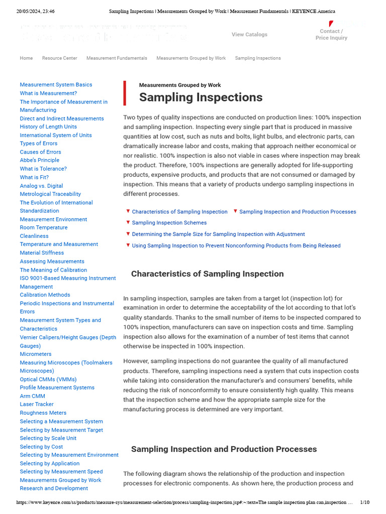 Sampling Inspections - Measurements Grouped by Work - Measurement Fundamentals - KEYENCE America ...