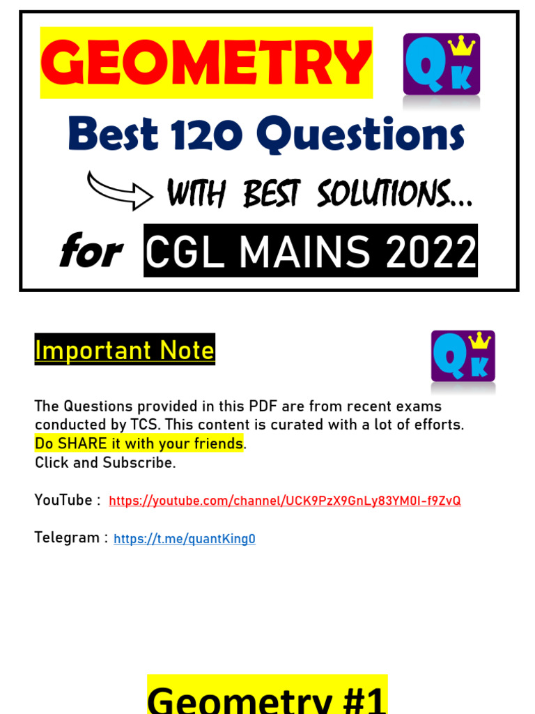 GEOMETRY Best 120 Questions | PDF