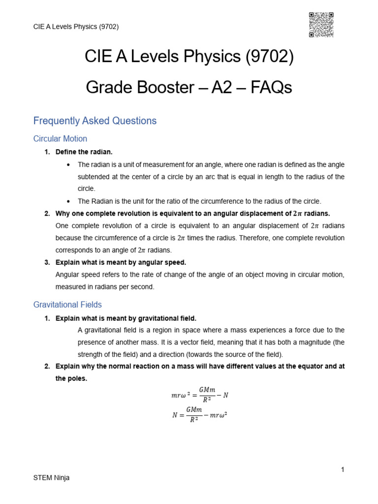 9702 Grade Booster-A2-FAQs | PDF | Gases | Nuclear Physics