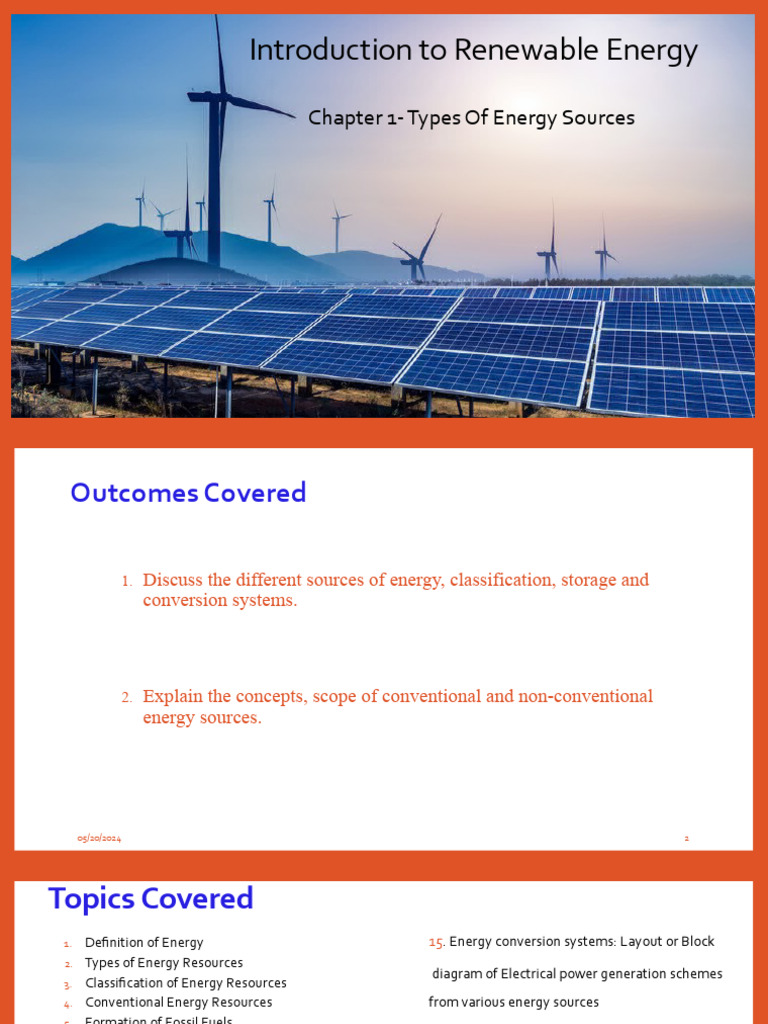 CHAPTER 1-Introduction To Renewable and Non Renewable Energy | PDF ...