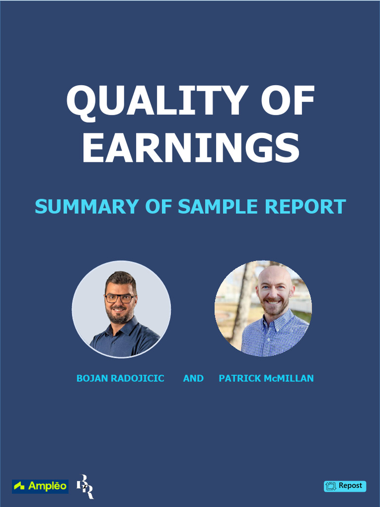 Quality of Earnings: Summary of Sample Report | PDF | Balance Sheet ...