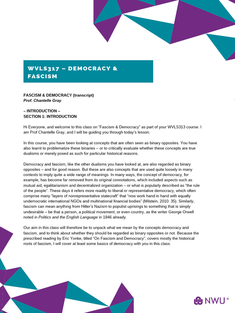 Understanding Democracy and Fascism | PDF | Fascism | Totalitarianism