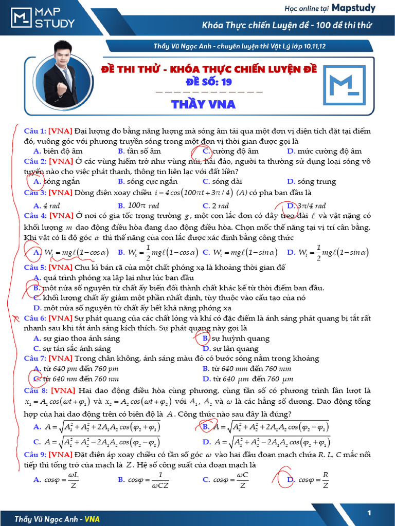Khóa Thực Chiến Luyện Đề - Đề 19 - Thầy VNA | PDF