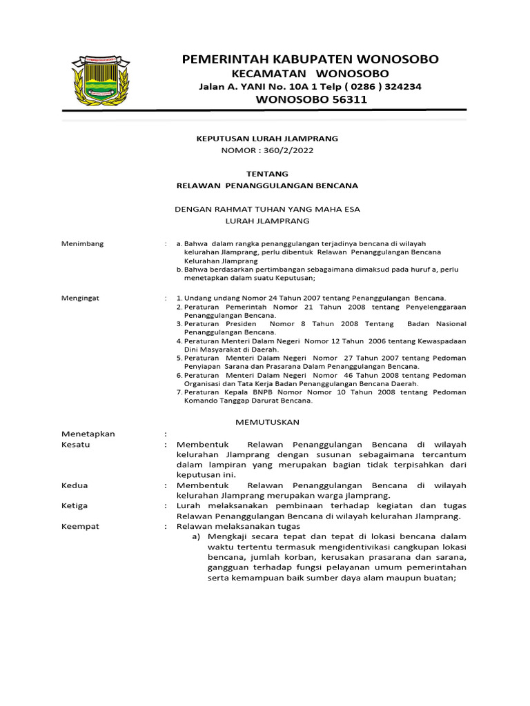 SK Relawan Bencana | PDF