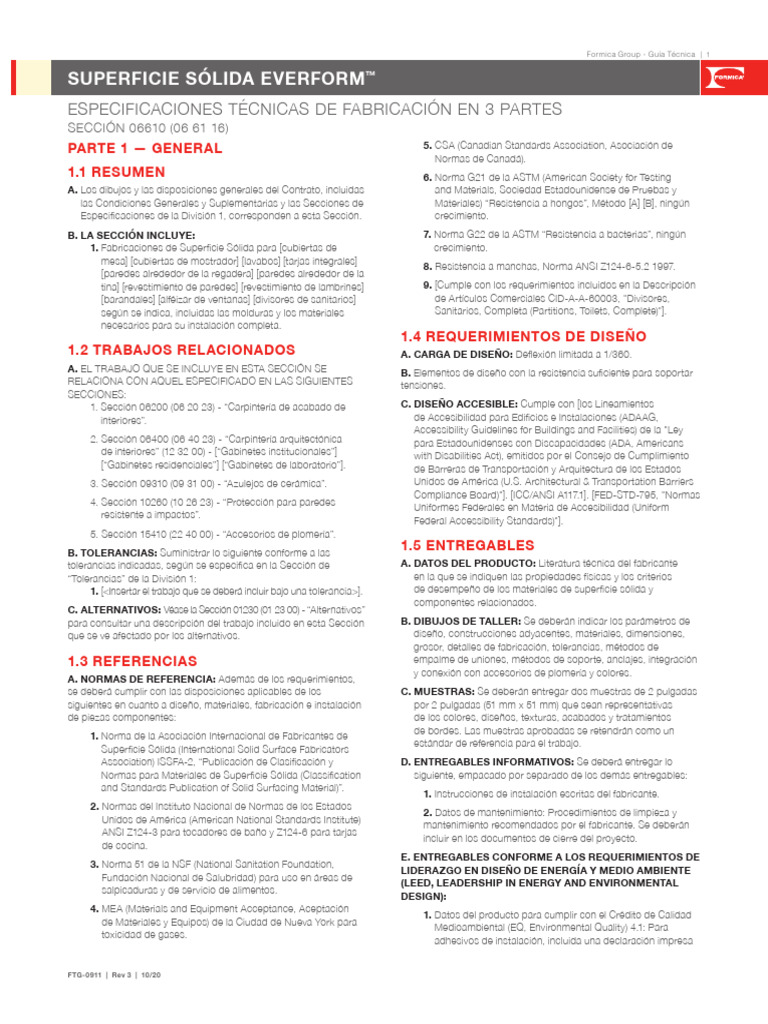 Everform Solid Surface 3 Part Tech Spec | PDF | Tecnología