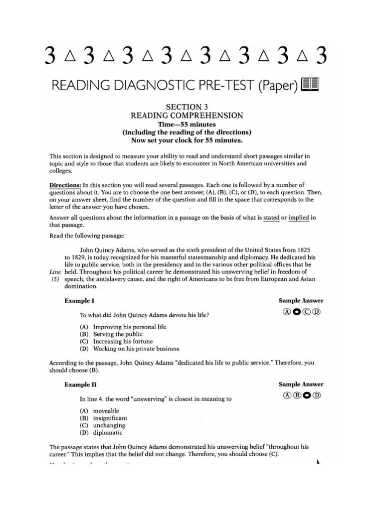 Diagnostic Pre Test Reading | PDF