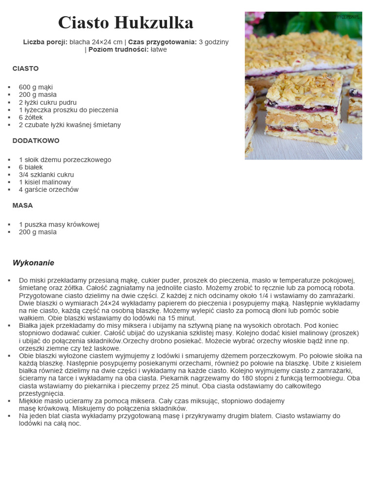 Ciasto Hukzulka | PDF