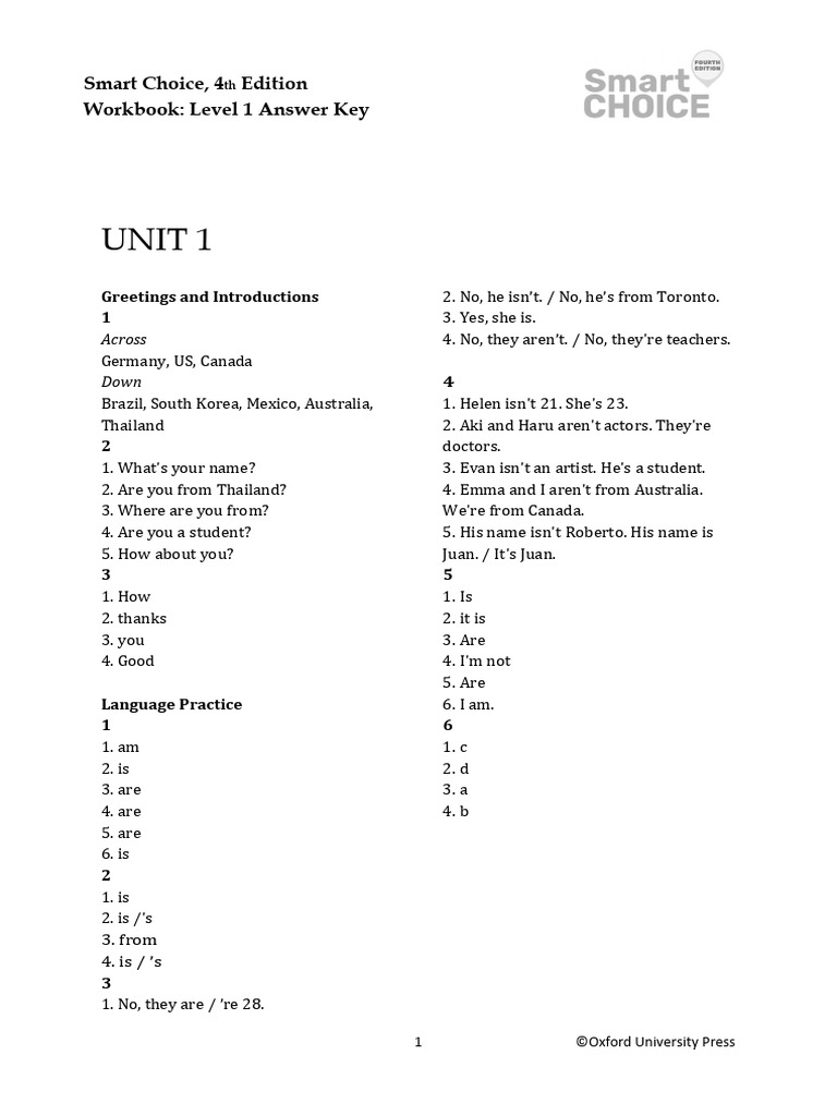 WB1 Answer Keys | PDF | Convenience Store