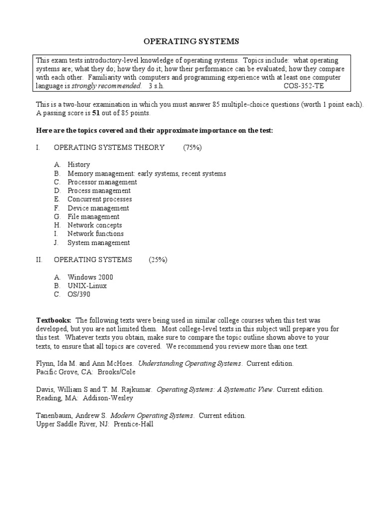 Operating Systems: Here Are The Topics Covered and Their Approximate ...