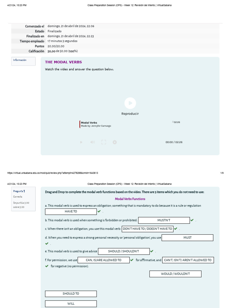 Class Preparation Session (CPS) - Week 12 - Revisión Del Intento - VirtualSabana | PDF | Foods ...