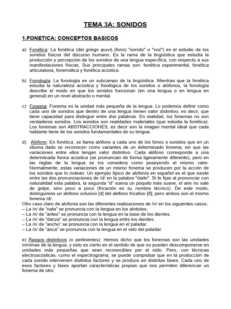 Tema 3: Sonidos y Etimología | PDF | Fonética | Fonema