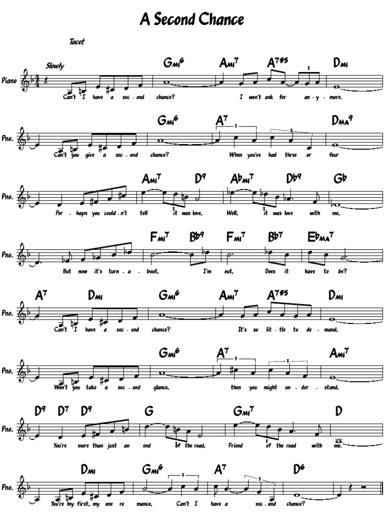 A Second Chance Piano Sheet Music | PDF