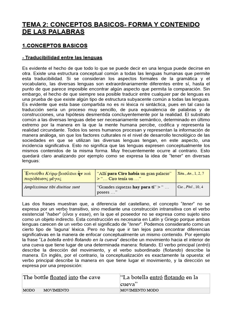 Conceptos Básicos de Forma y Contenido Lingüístico | PDF | Verbo ...