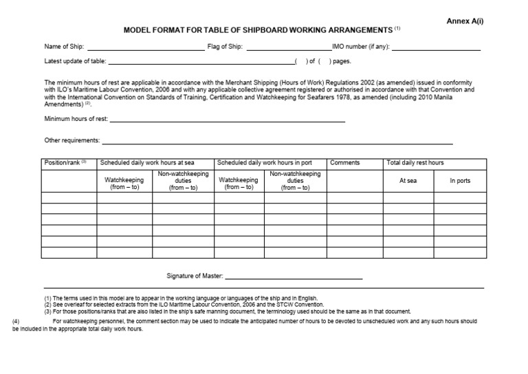 Table of Duties MLC - Distributed | Download Free PDF | Water Transport ...