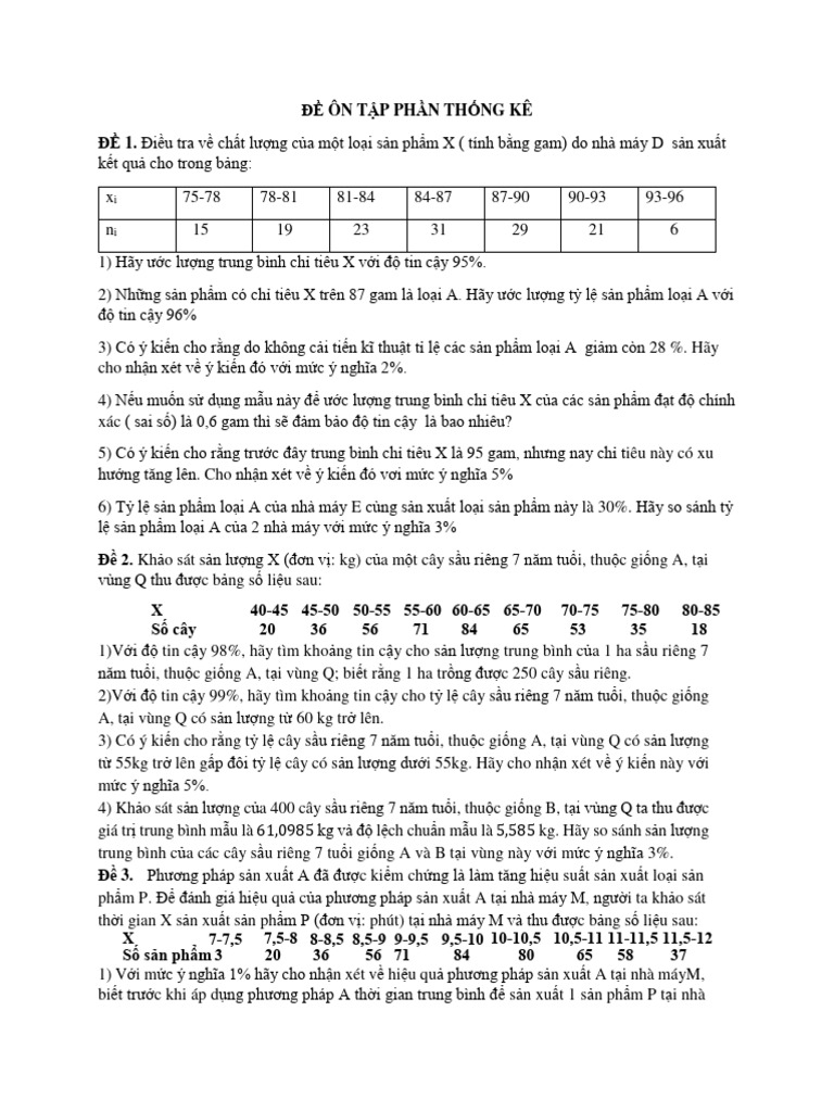 ĐỀ THỐNG KÊ-20-SV | PDF