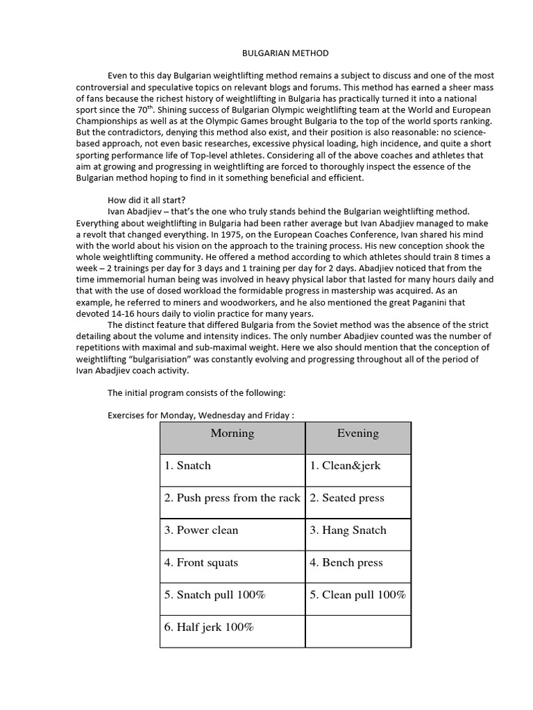 Bulgarian+Method | PDF | Weight Training