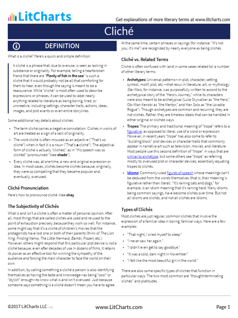Clich LitChart | PDF | Adjective | Thought