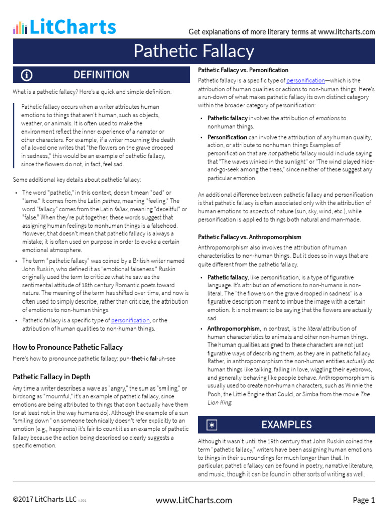 Pathetic Fallacy LitChart | PDF | Anthropomorphism