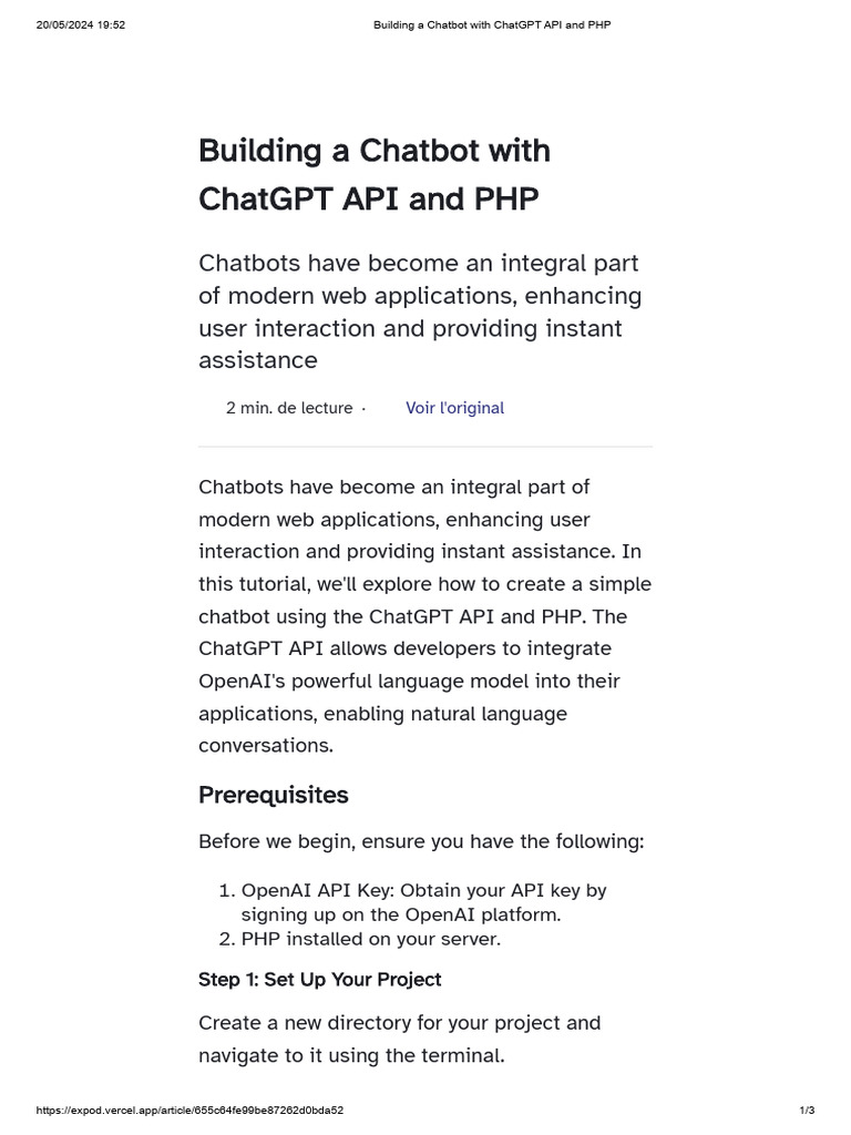 Building A Chatbot With ChatGPT API and PHP | PDF | Php | World Wide Web