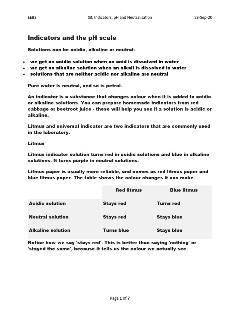 Indicators, PH and Neutralisation 2021 | PDF | Ph | Sodium Hydroxide