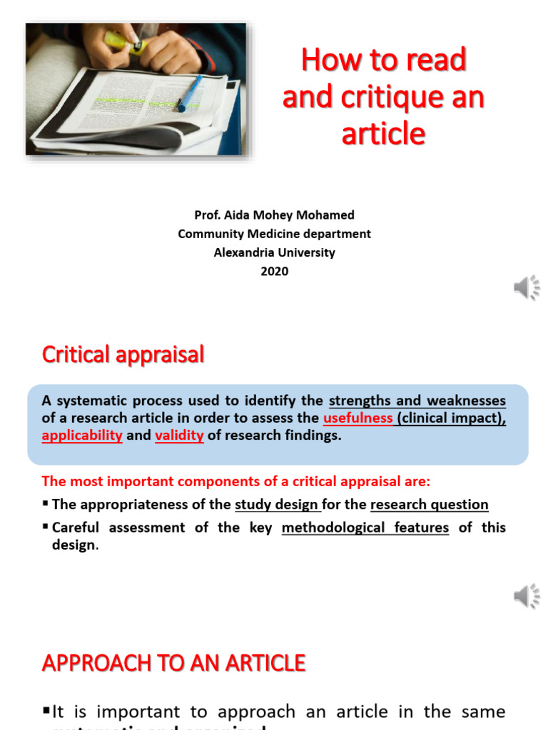 Lecture 20 Critical Appraisal of Medical Literature | PDF | Cohort Study | Systematic Review