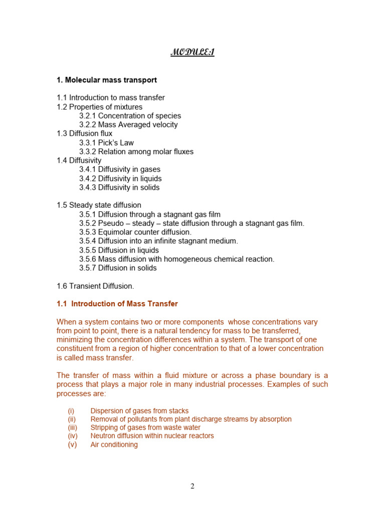 Mass Transfer And Convective Mass Transfer Pdf Diffusion Ion