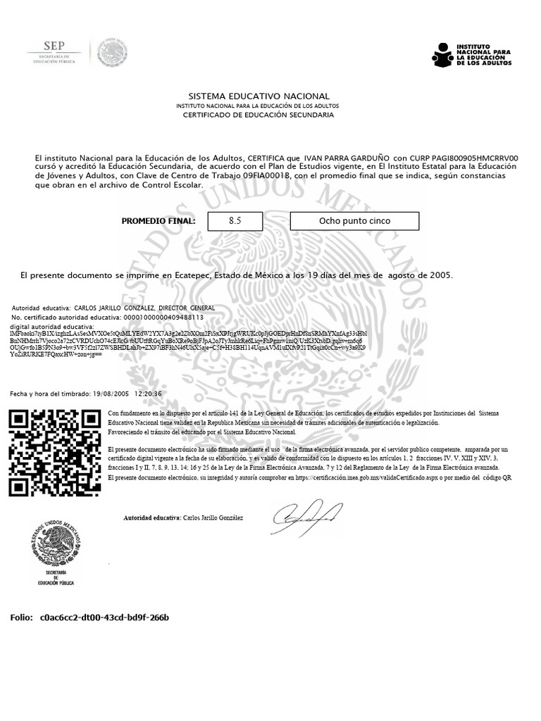 Certificado Inea | PDF