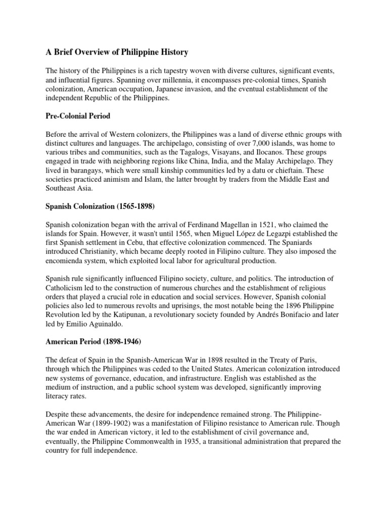 A Brief Overview of Philippine History | PDF | Philippines | Southeast Asia