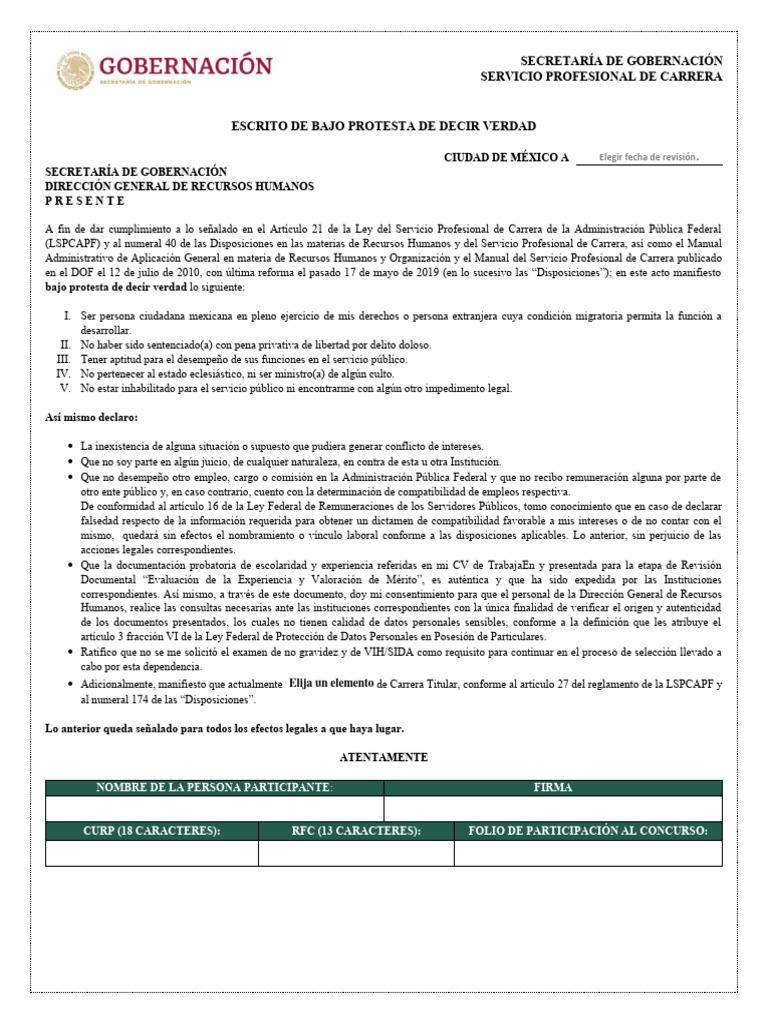 01-2 - Formato de Escrito Bajo Protesta | Descargar gratis PDF ...