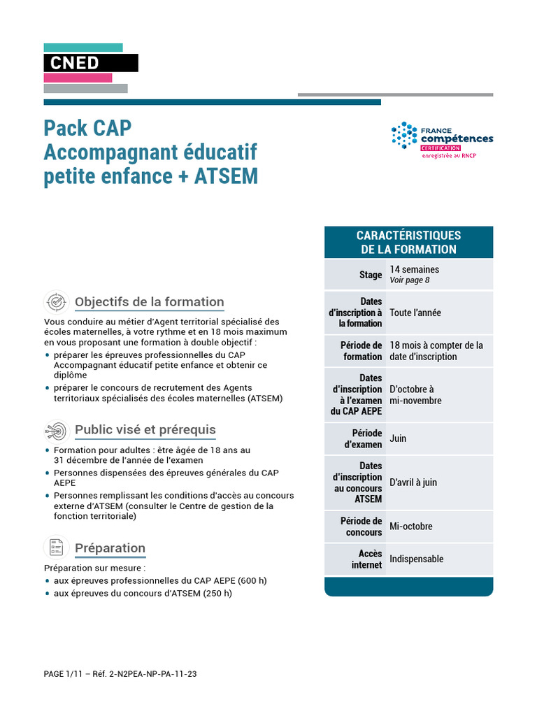 Formation CAP AEPE et Concours ATSEM | PDF | Pédagogie | Formation à distance