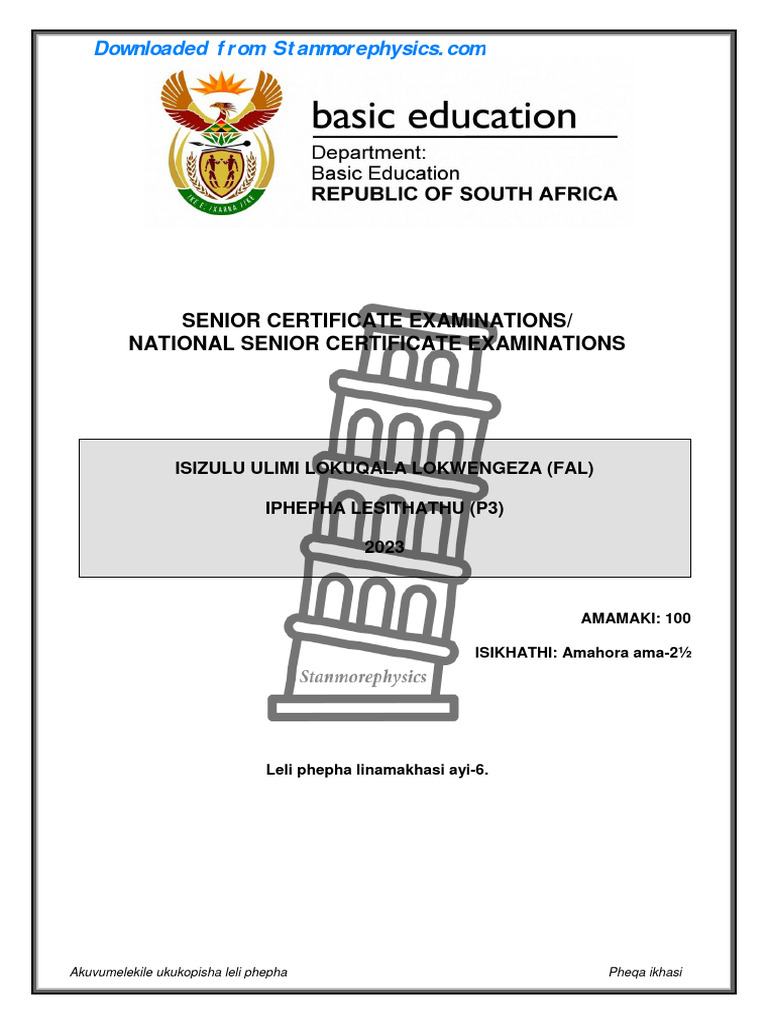 NSC FAL IsiZulu Grade 12 May June 2023 P3 and Memo | PDF NSC FAL IsiZulu Grade 12 May June 2023 P3 and Memo | PDF