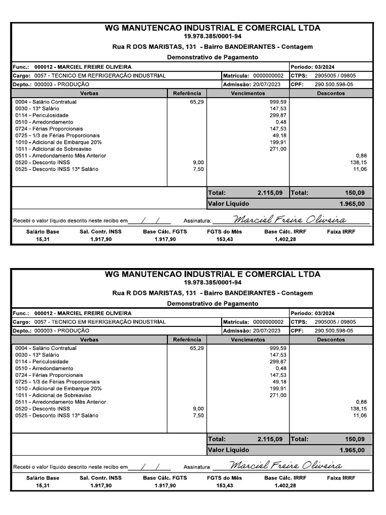 Contra Cheque Março.24 - Marciel Freire Oliveira | PDF