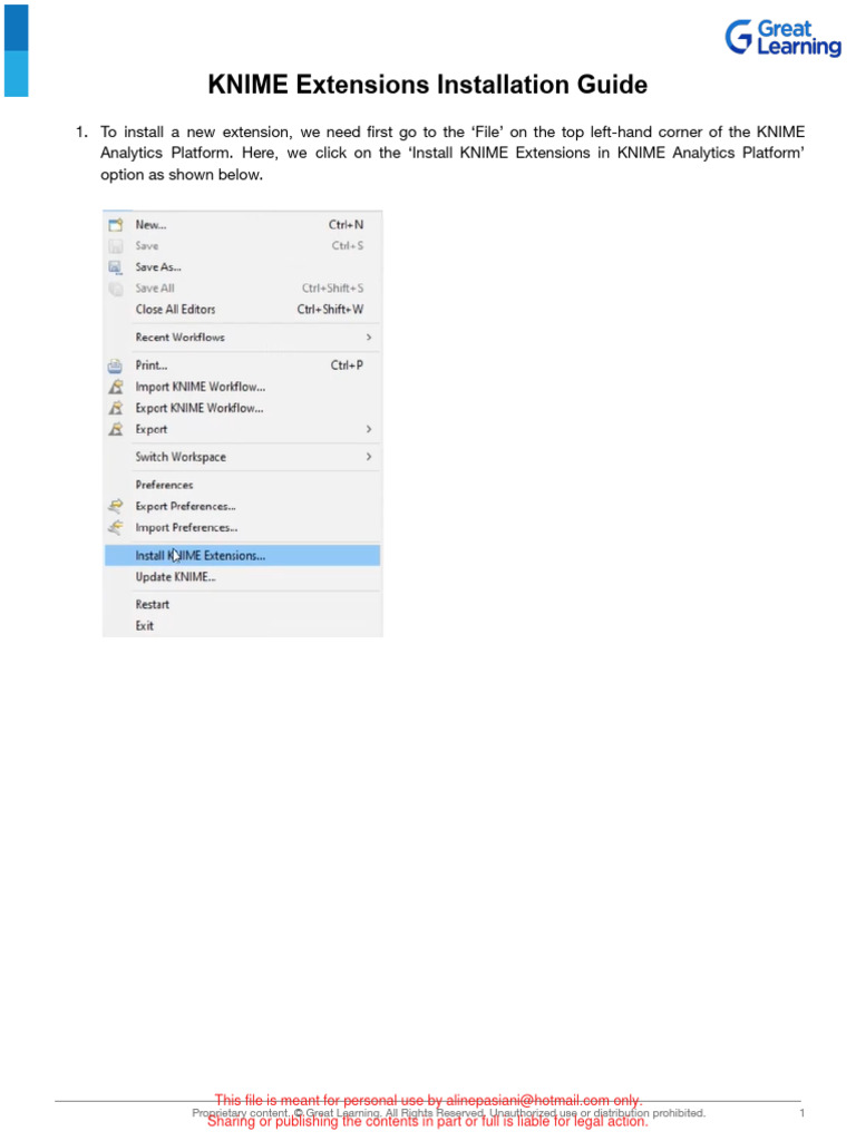 KNIME Extensions Installation Guide | PDF | Proprietary Software | Computer Science
