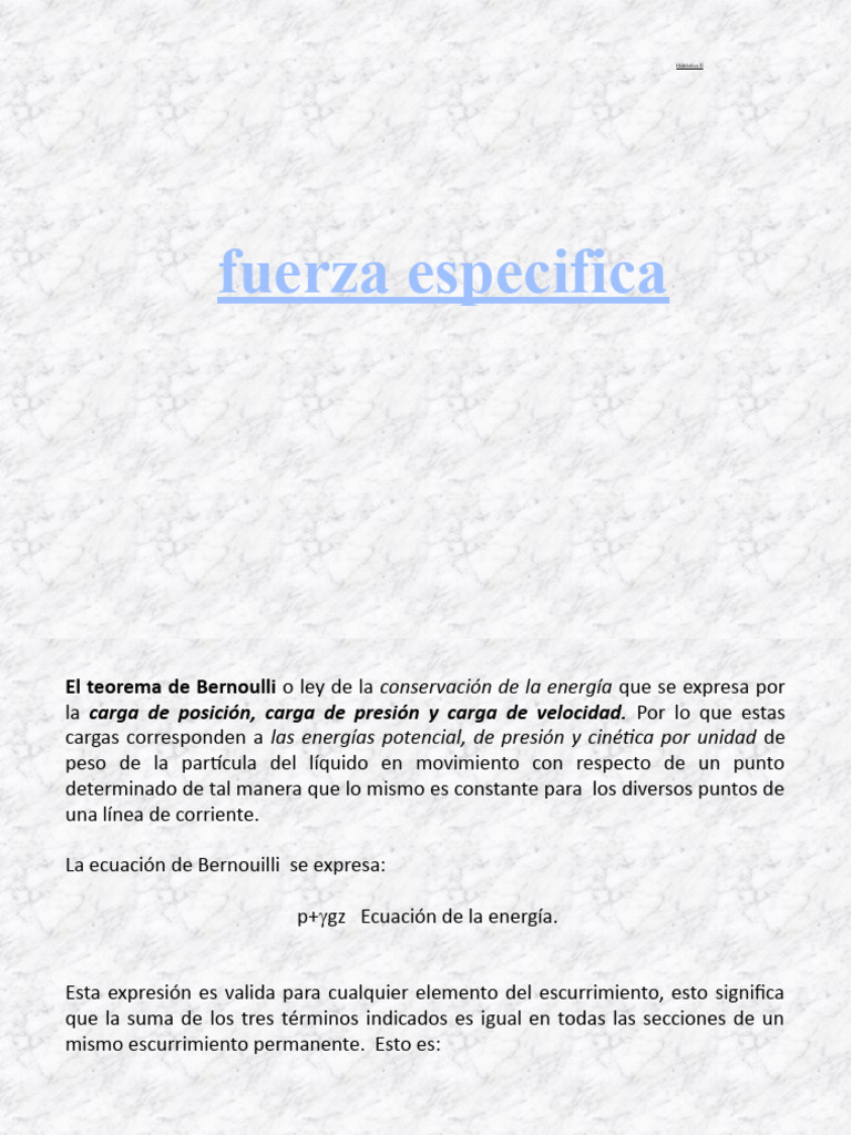 FUERZA ESPECÍFICA | PDF | Impulso | Física