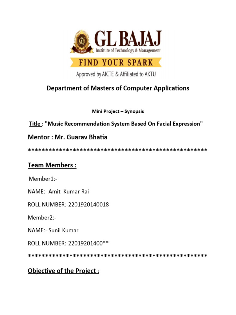 Synopsis On Music Recommendation System | PDF | Emotions | Wearable ...